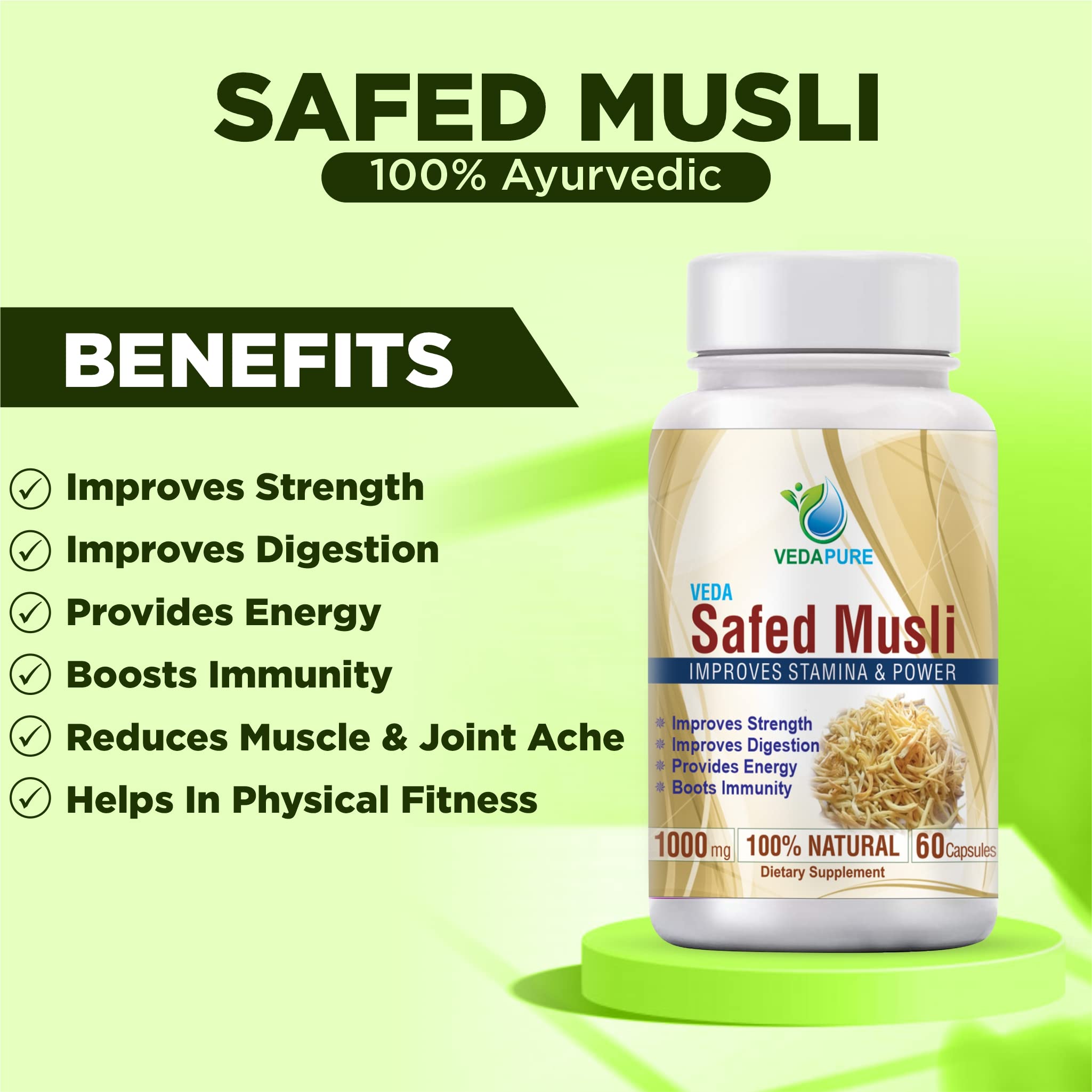 60 capsules of Safed Musli benefits