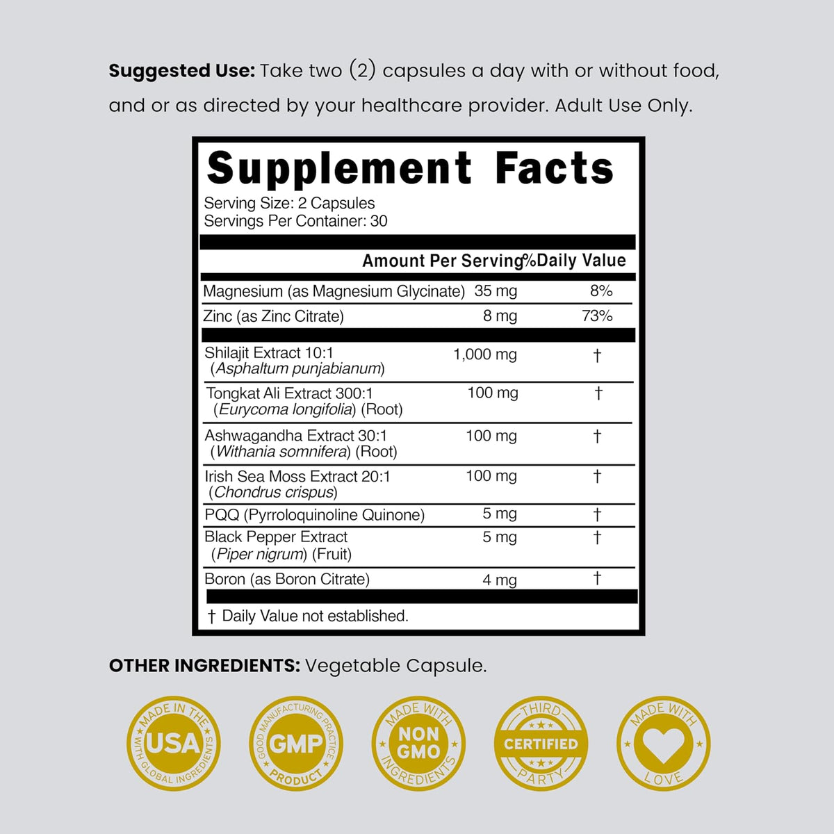 60 capsules of Shilajit blend