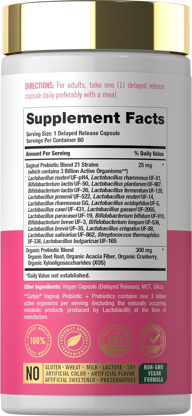 60 capsules of vaginal probiotics