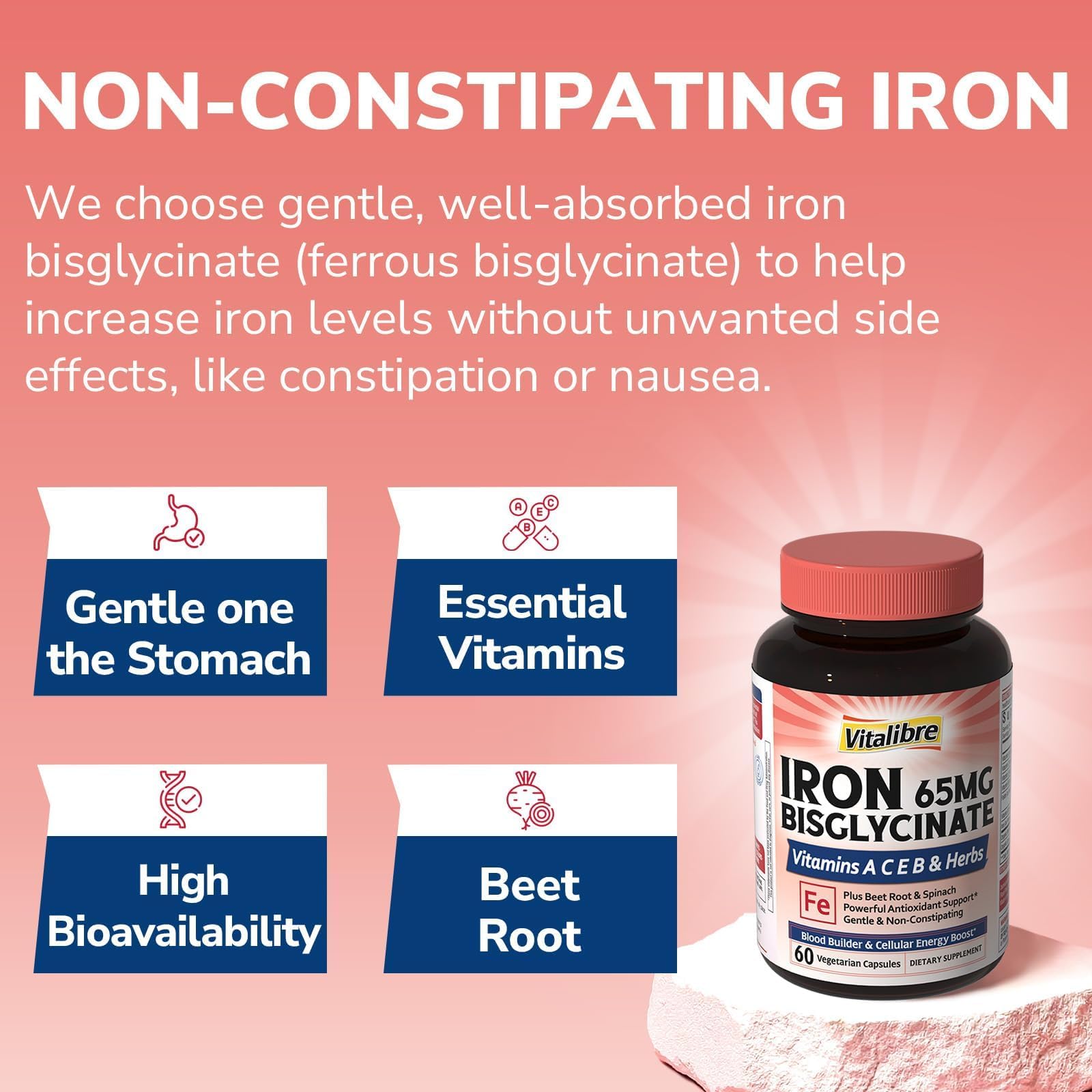 60 capsules of Vitalibre iron for daily use
