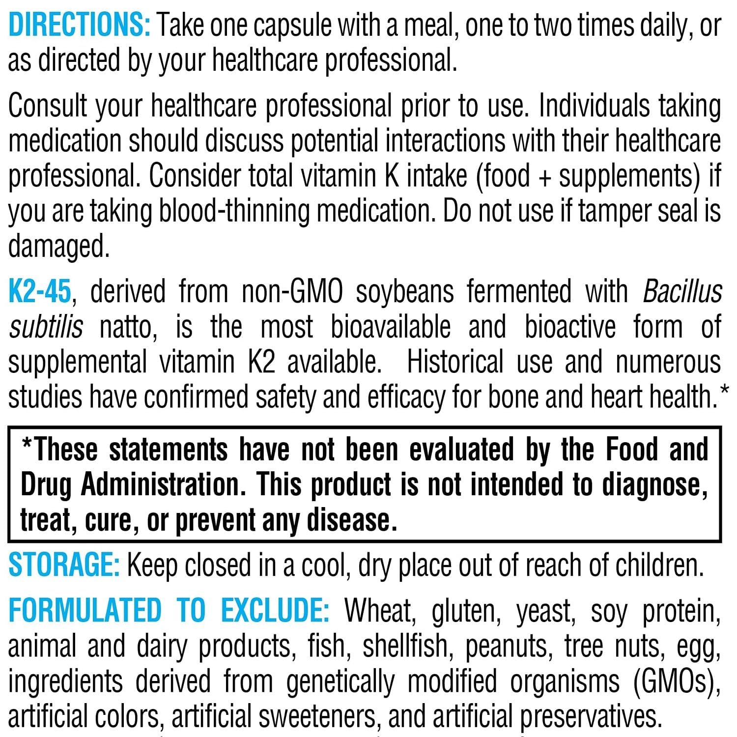 60 capsules of vitamin K2