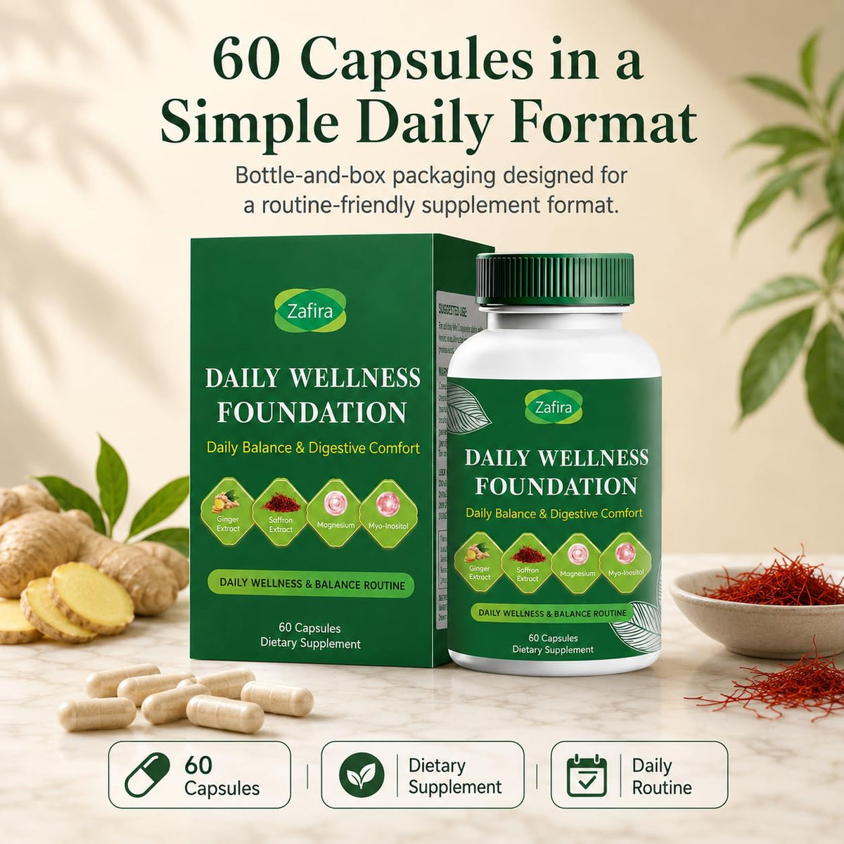 60 capsules of Zafira Organics saffron