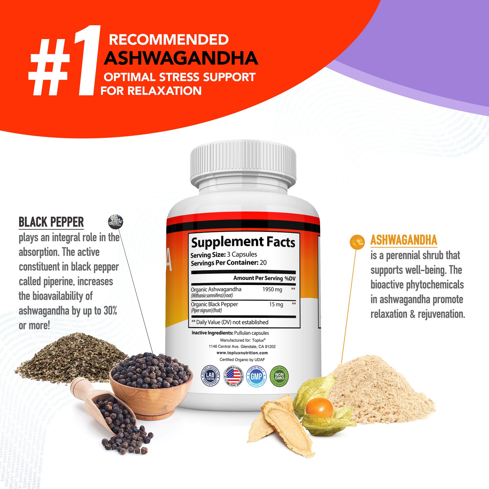 60 count ashwagandha capsules for vitality