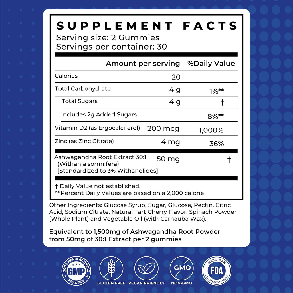 60 count Ashwagandha gummies for immune health