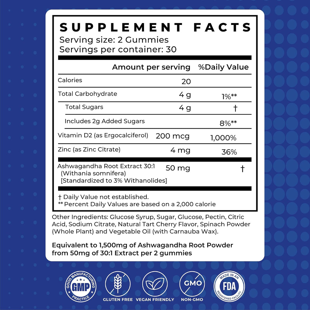 60 count Ashwagandha gummies for immune health
