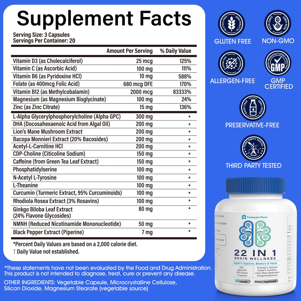 60 count brain supplement capsules