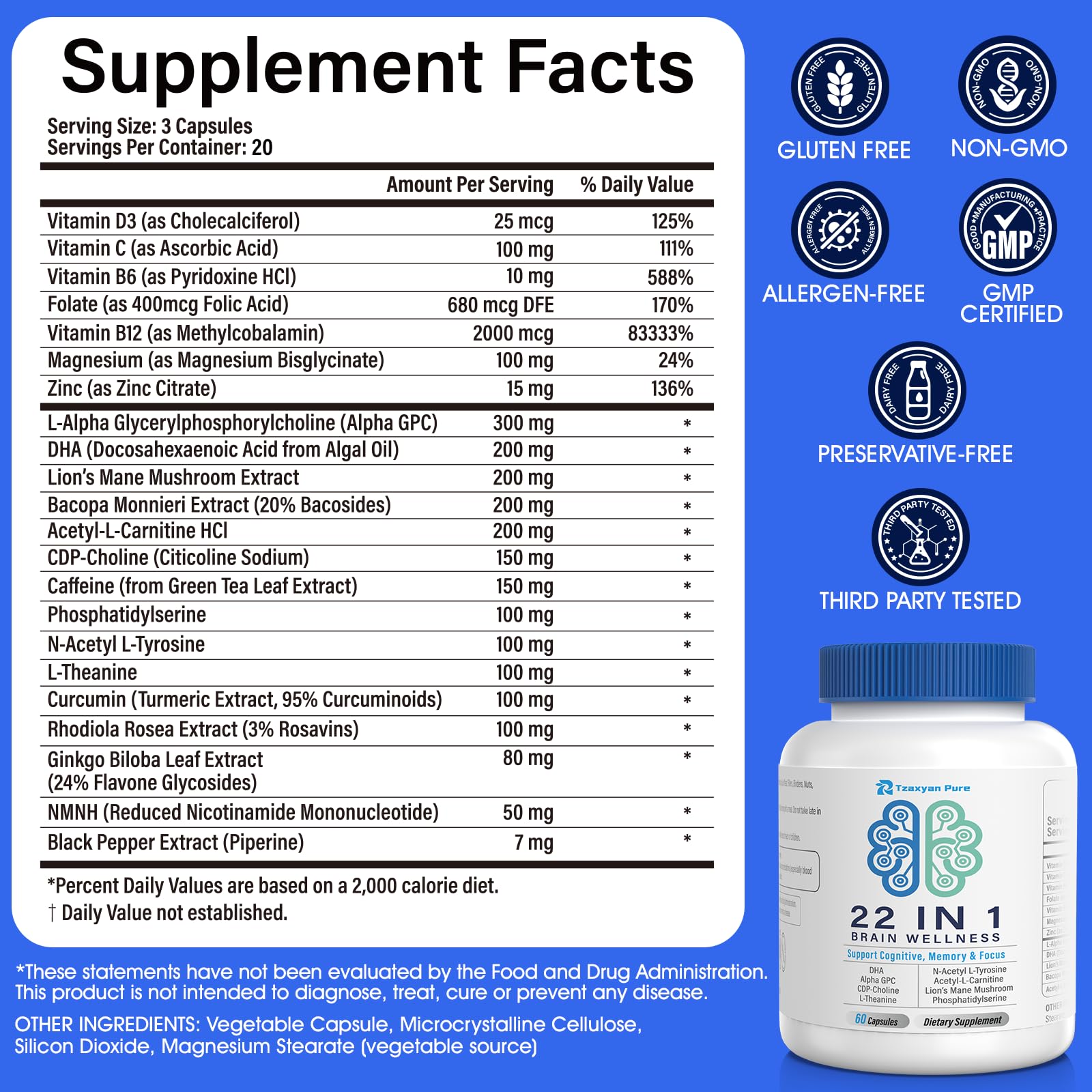 60 count brain supplement capsules