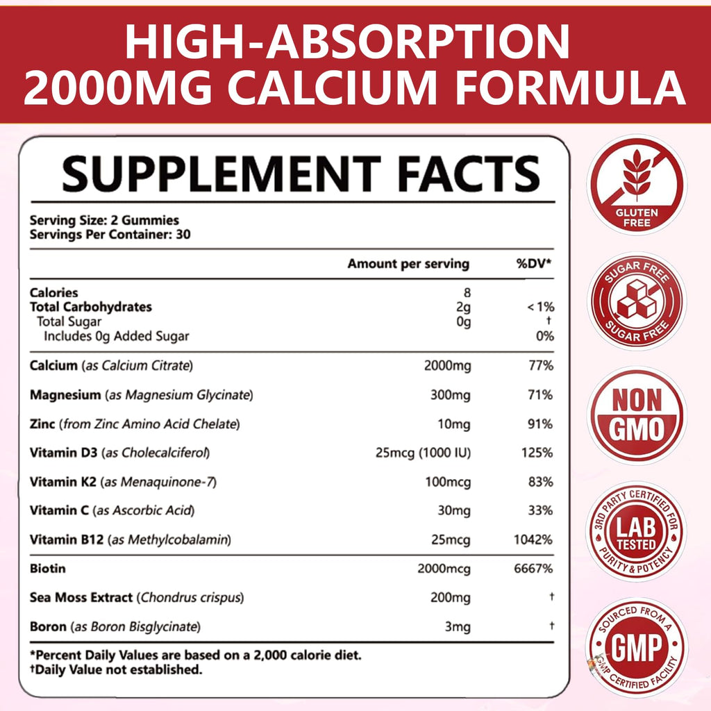 60 count calcium citrate gummy supplement