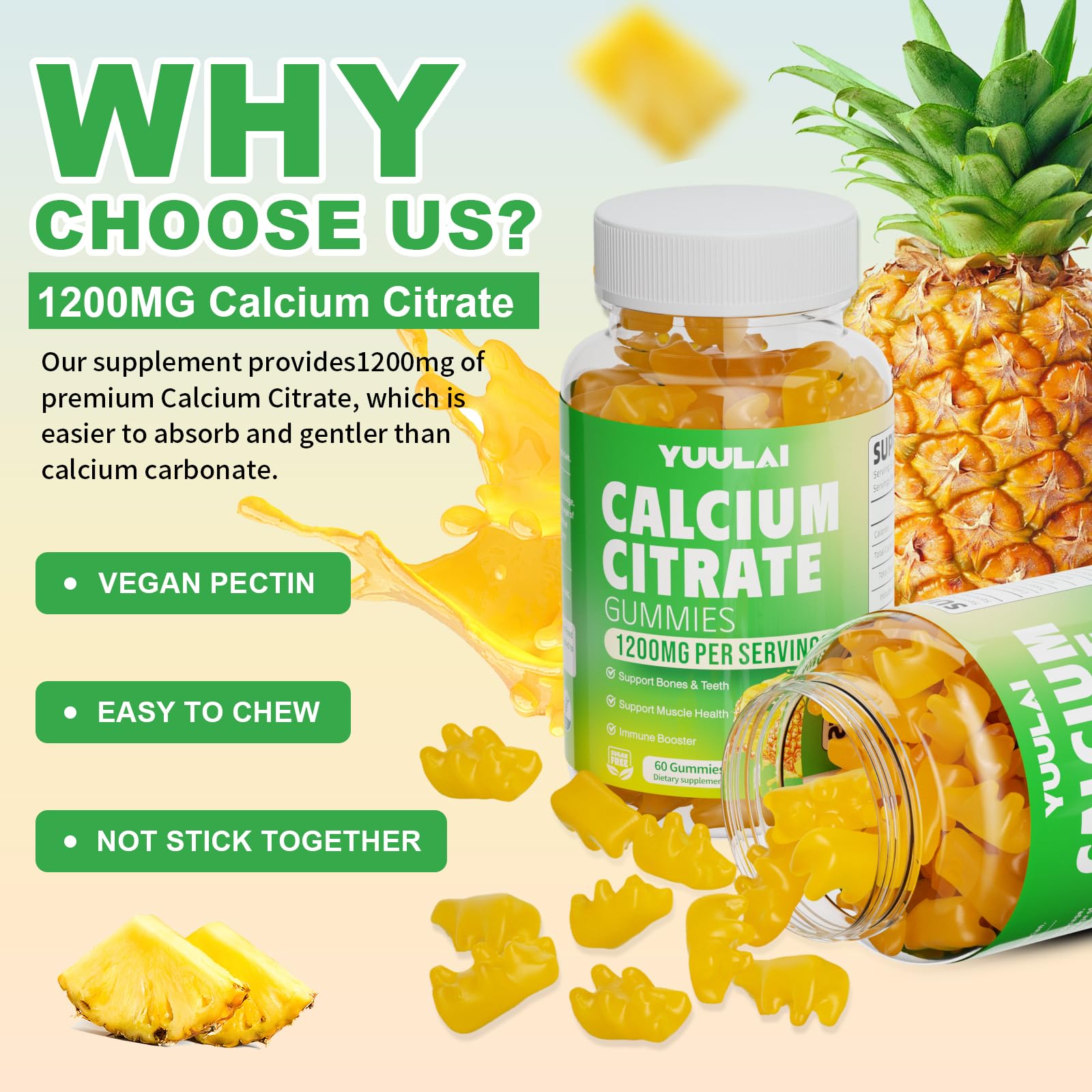 60 count calcium gummies for convenient use