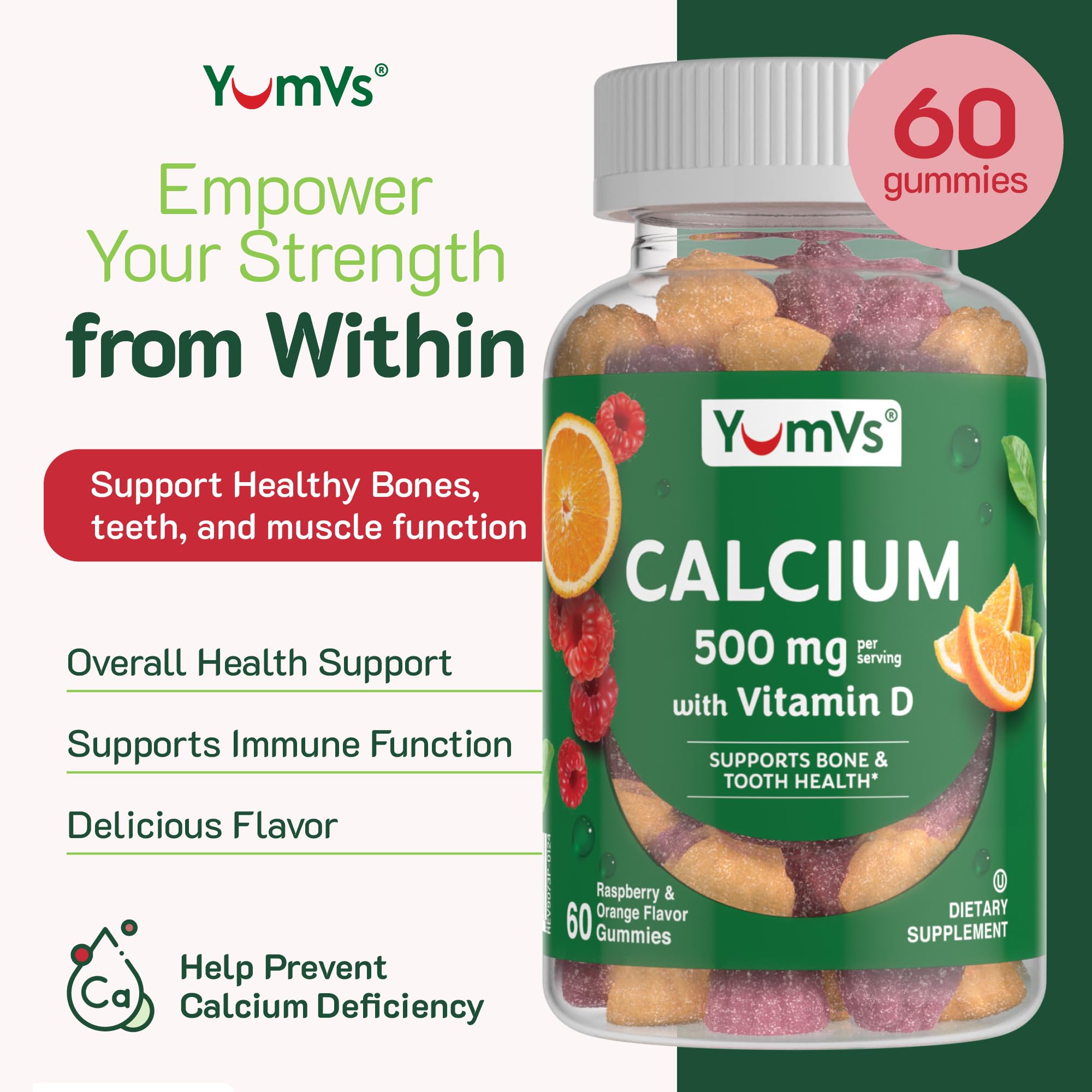 60 count calcium gummies for families