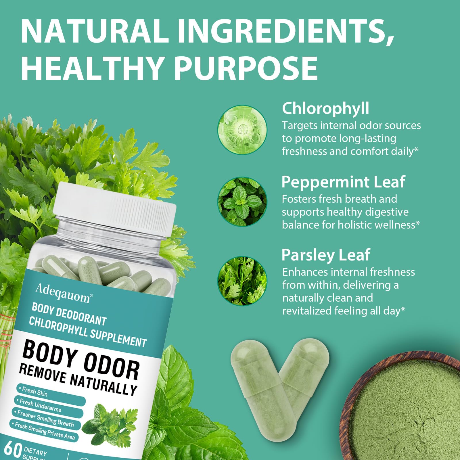 60 count chlorophyll capsules for energy