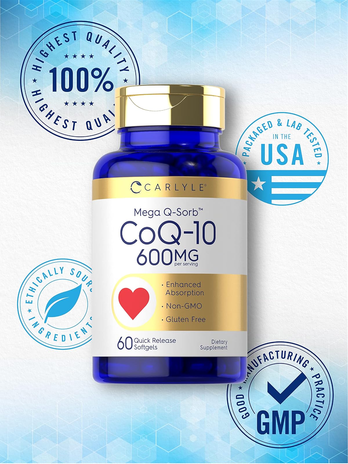 60 count CoQ10 softgel bottle