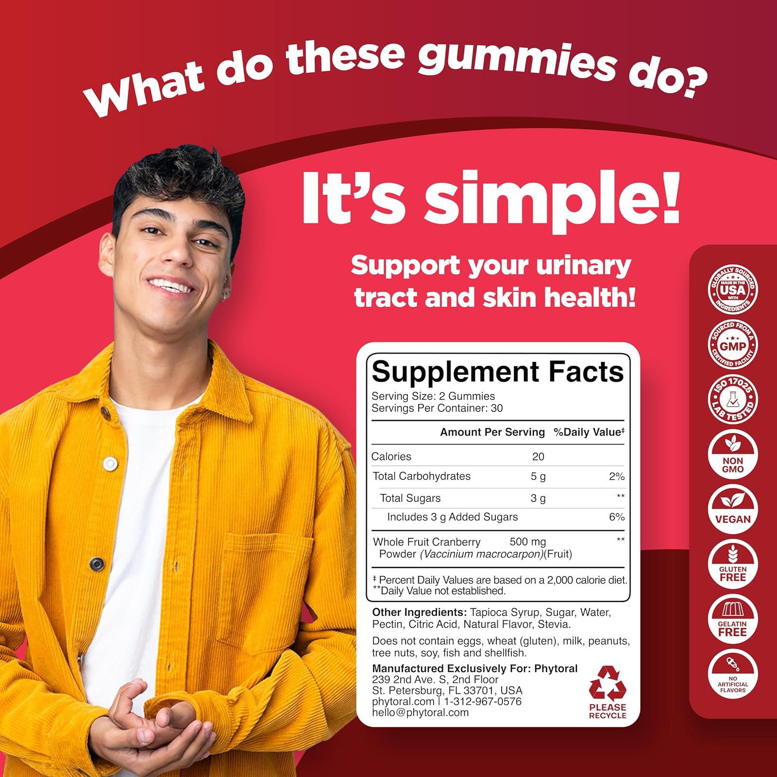 60 count cranberry gummies for kids