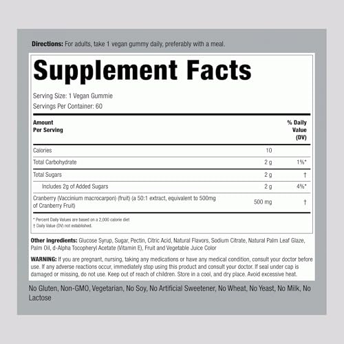 60 count cranberry health gummies