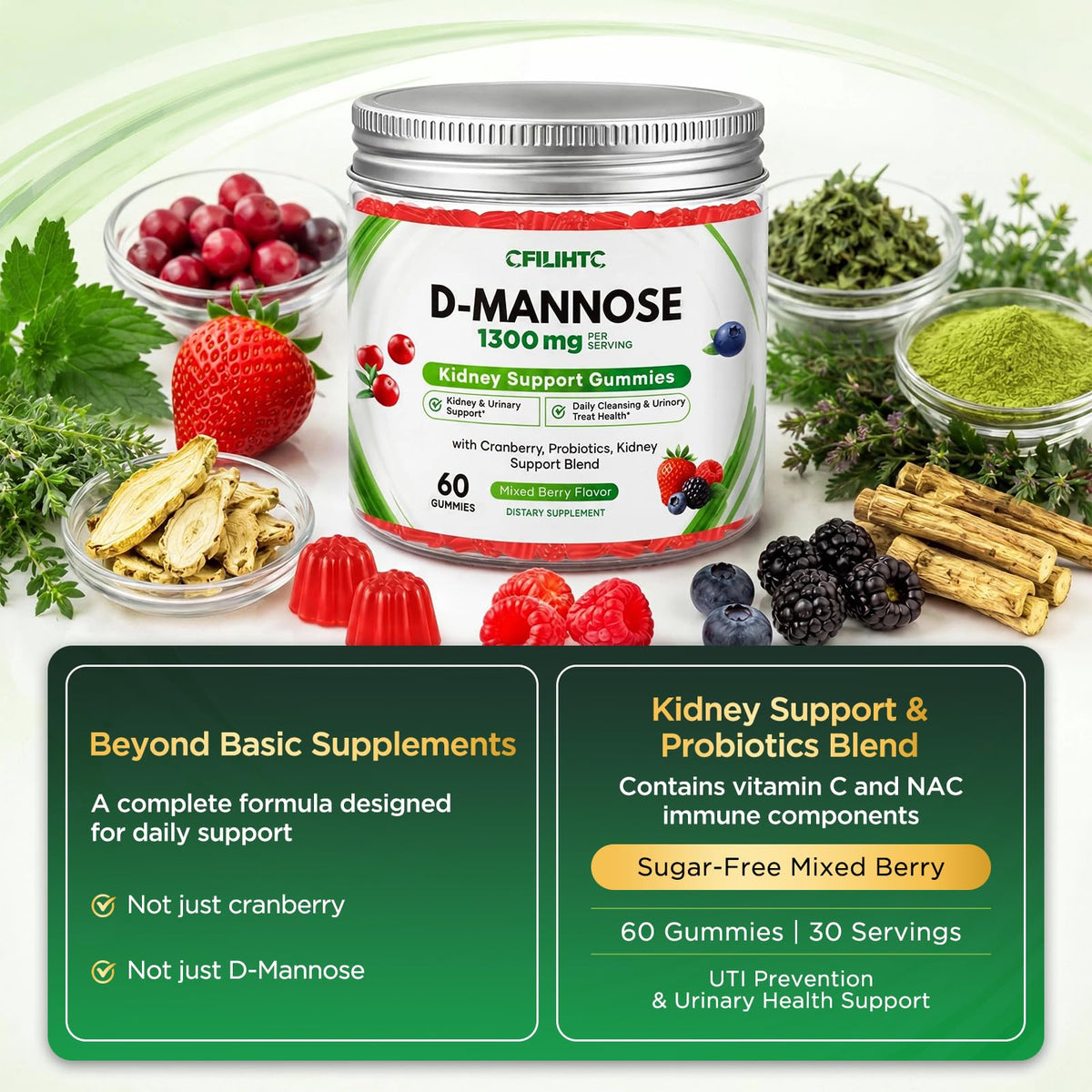 60 count D-Mannose cranberry gummies