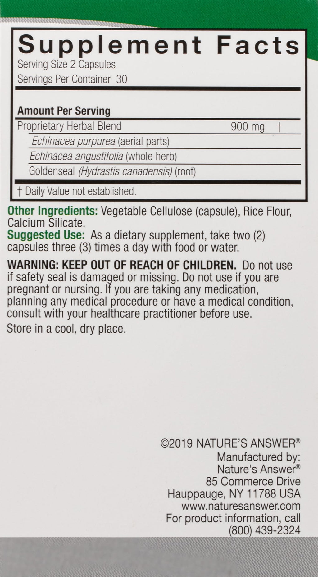 60-count echinacea capsules for wellness