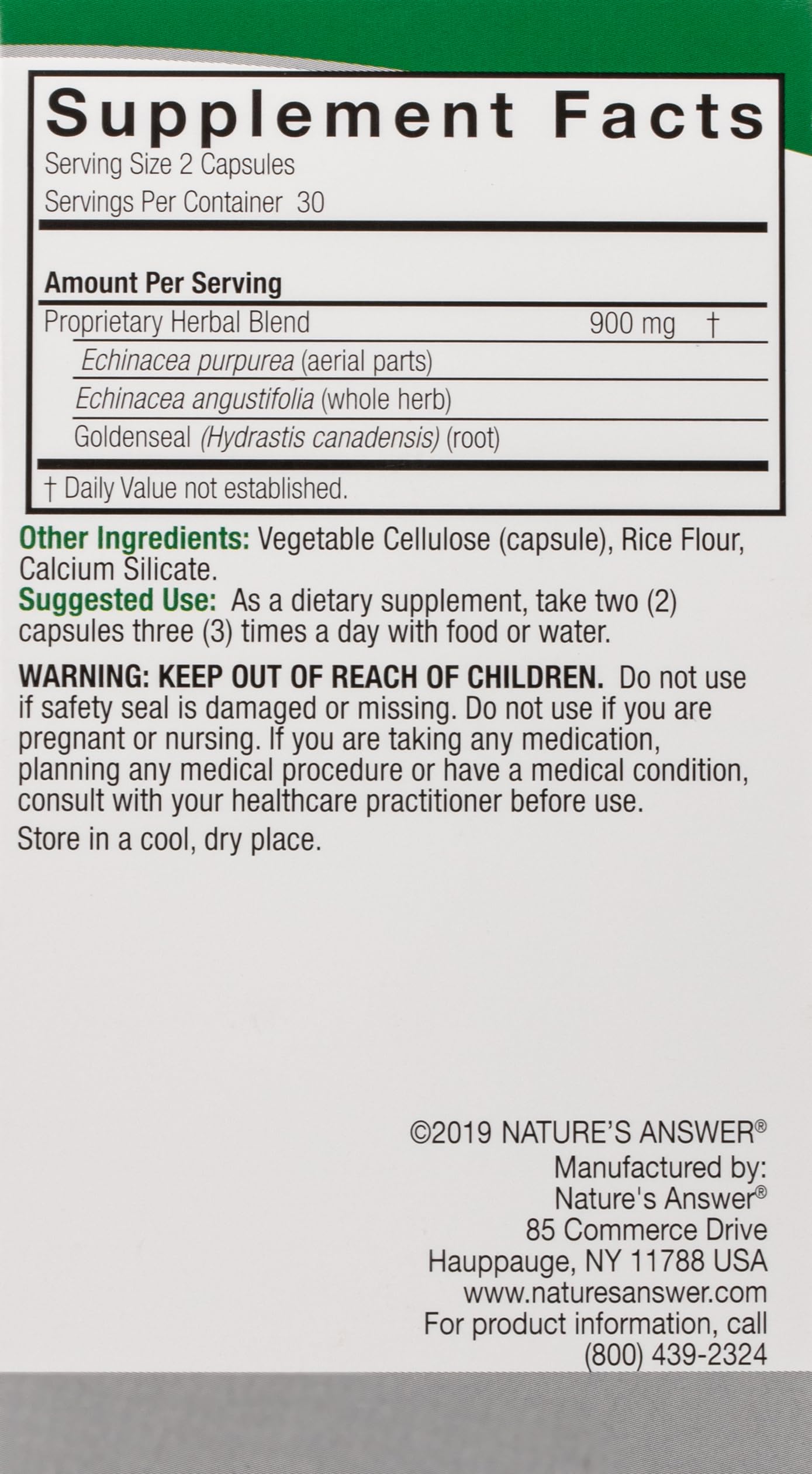 60-count echinacea capsules for wellness