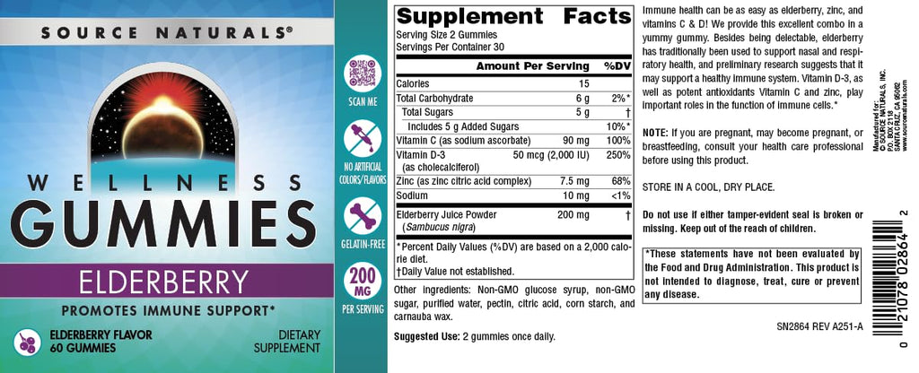 60 count elderberry gummies for daily health