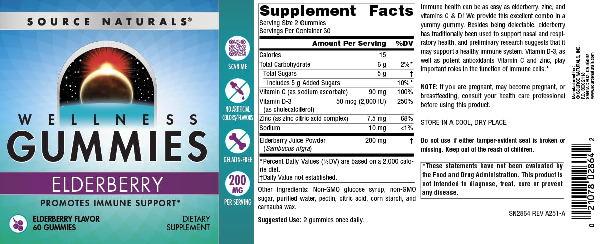 60 count elderberry gummies for daily health