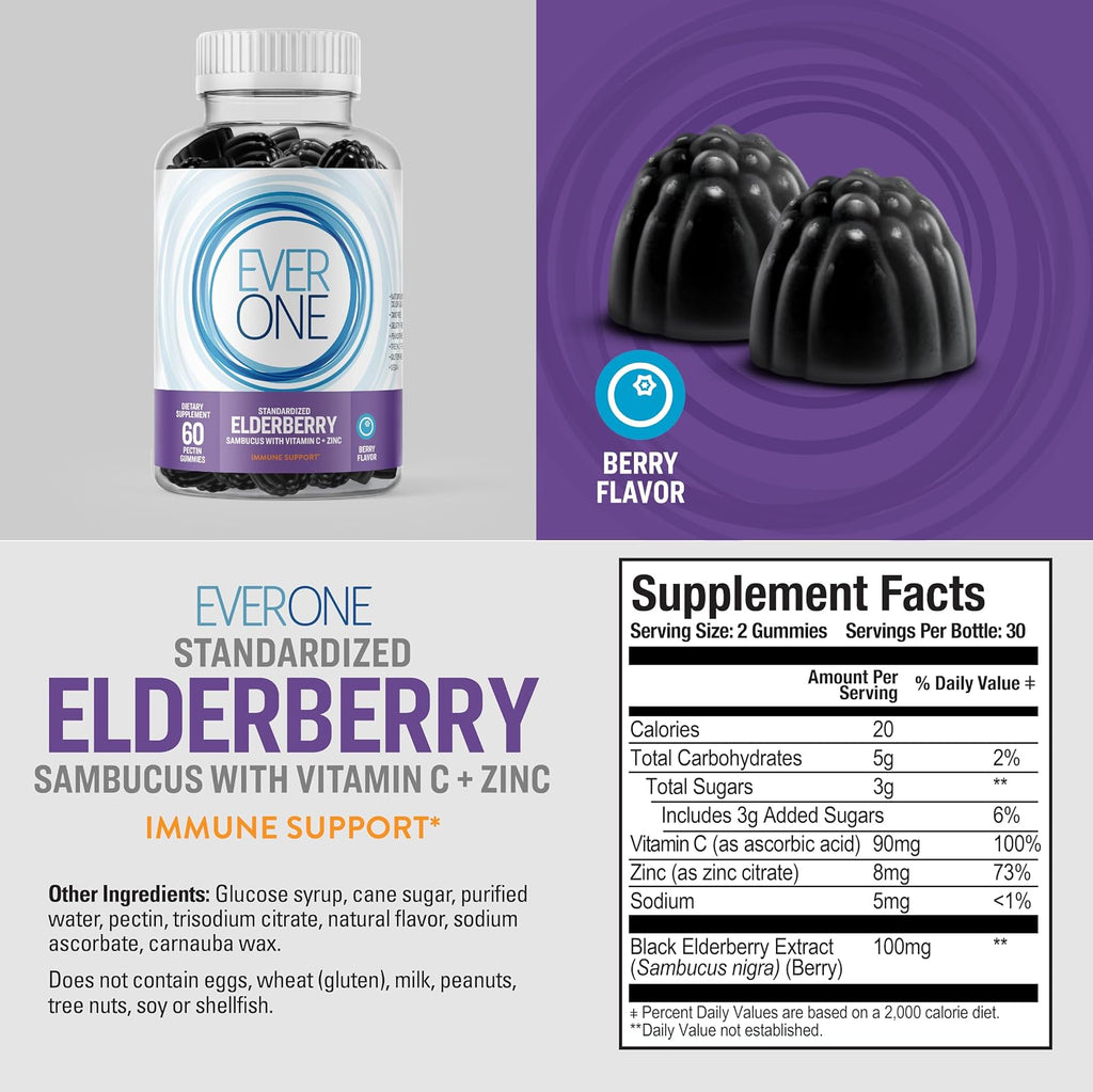 60 count elderberry gummies for daily health