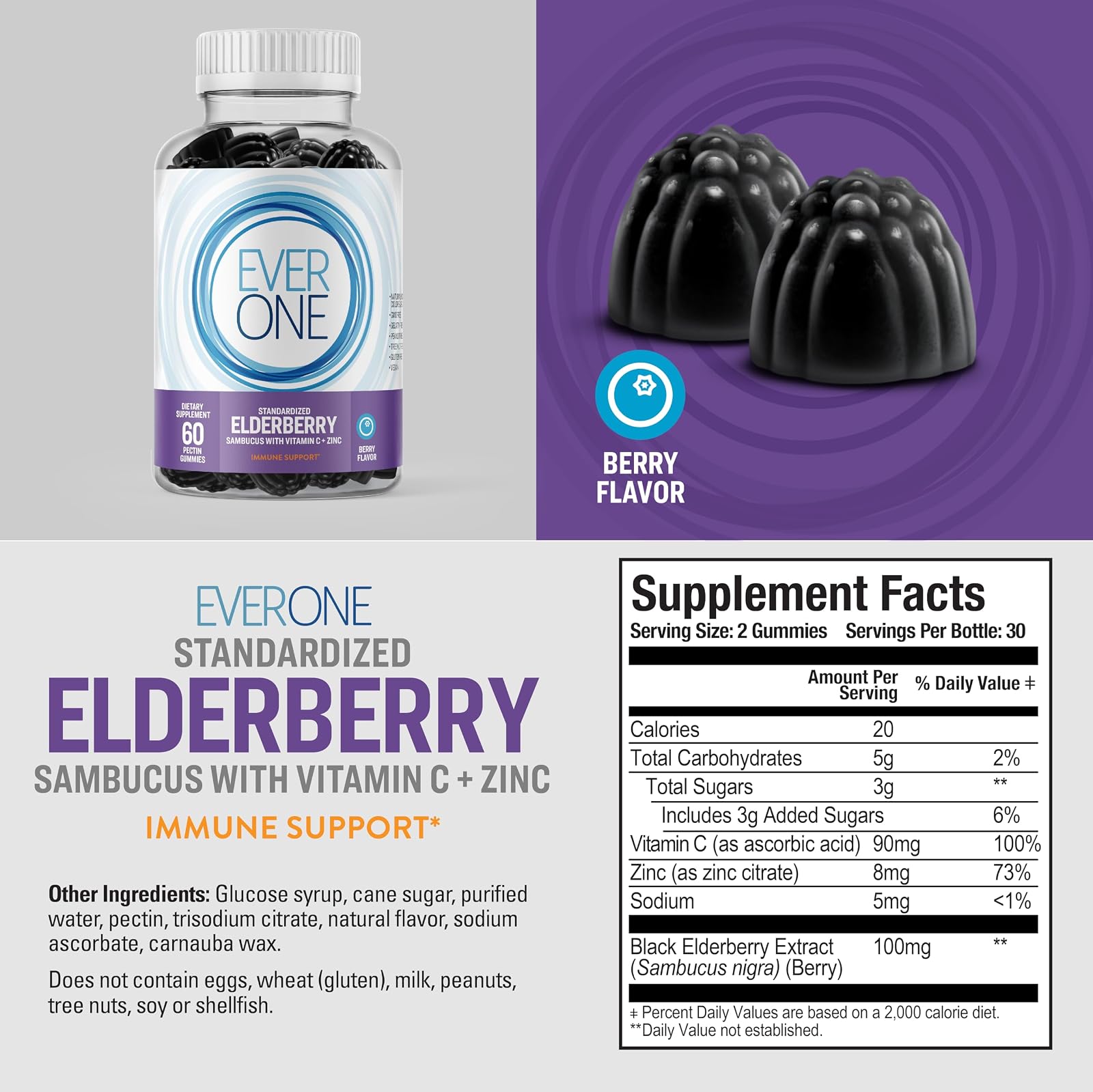 60 count elderberry gummies for daily health