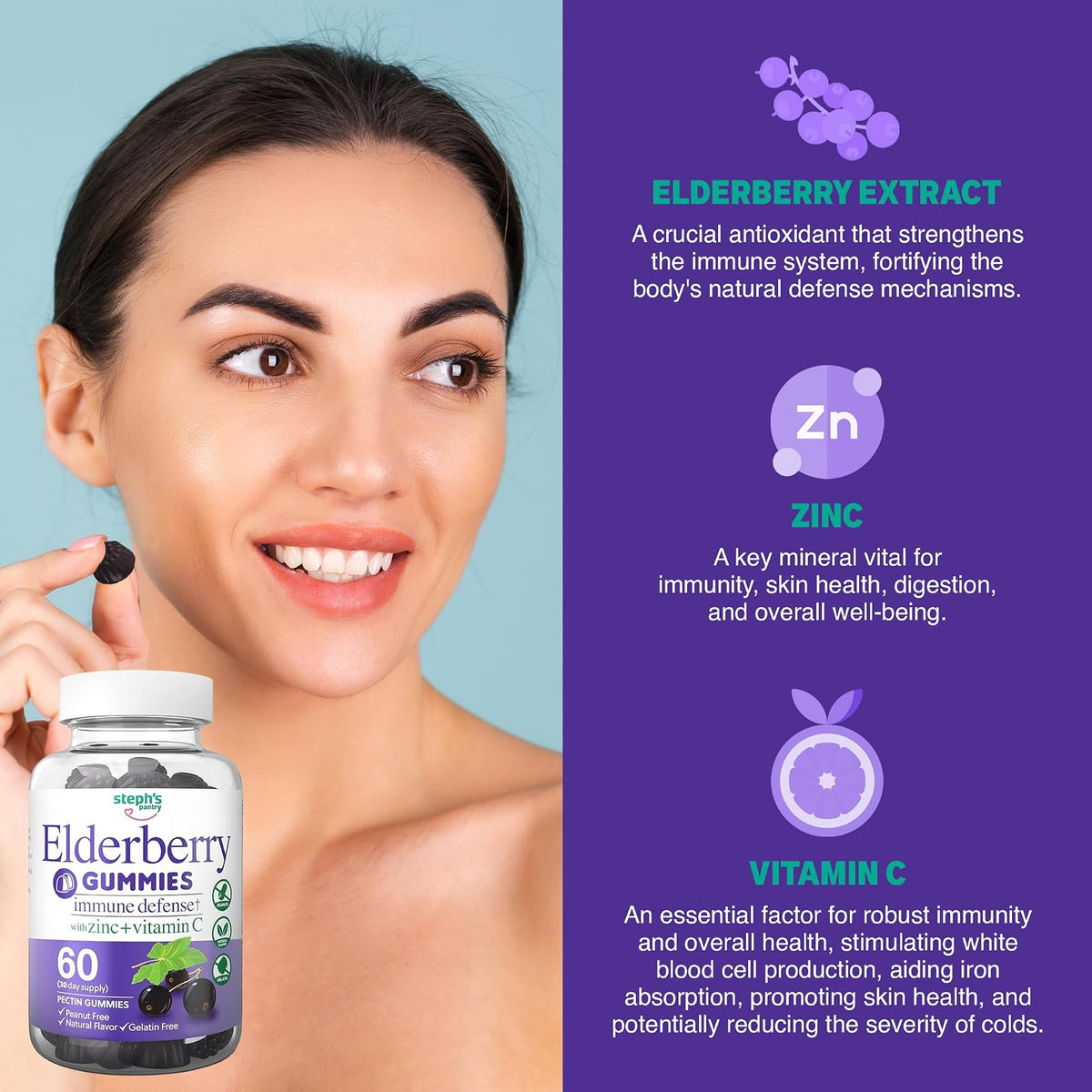 60 count elderberry gummies for wellness