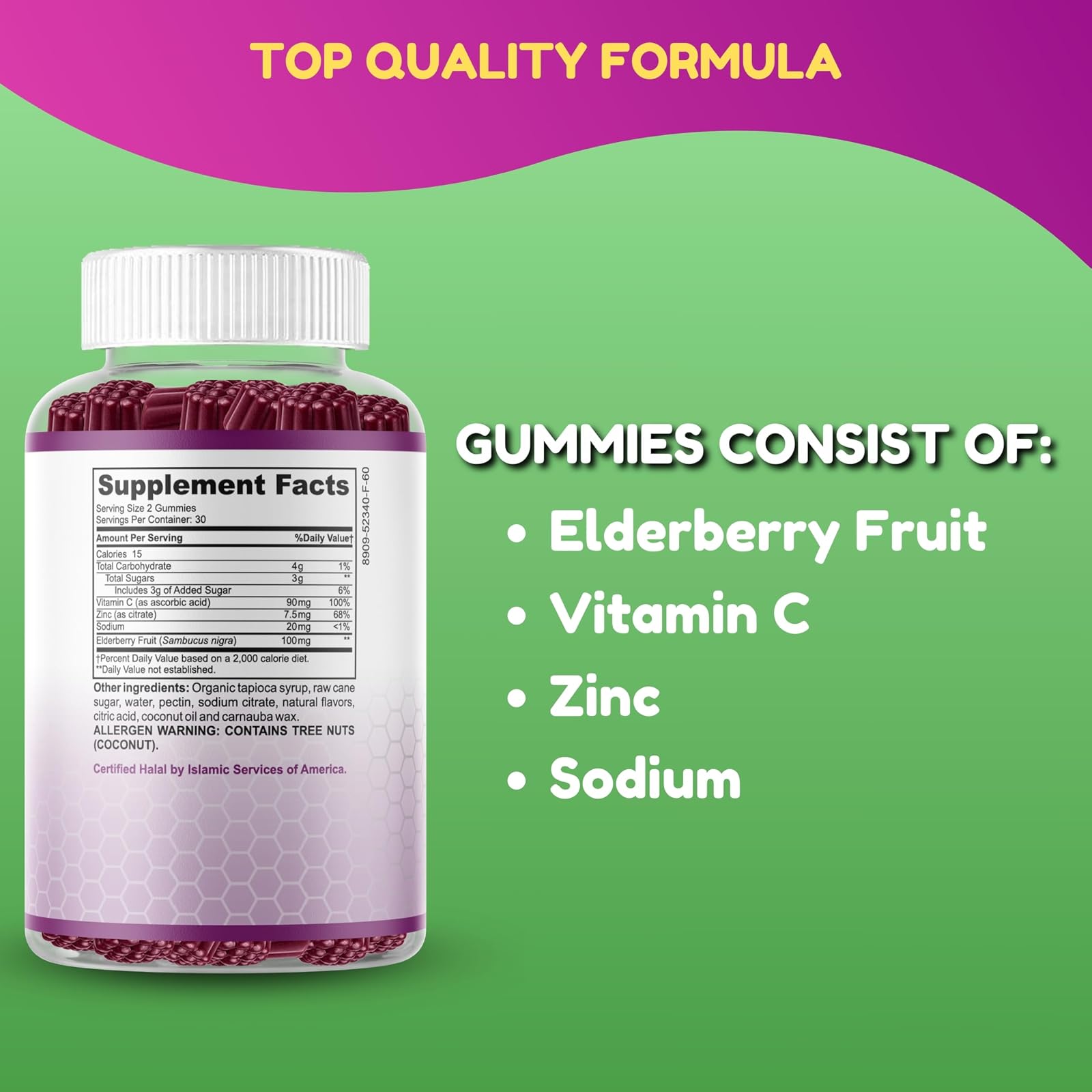 60 count elderberry vitamin gummies