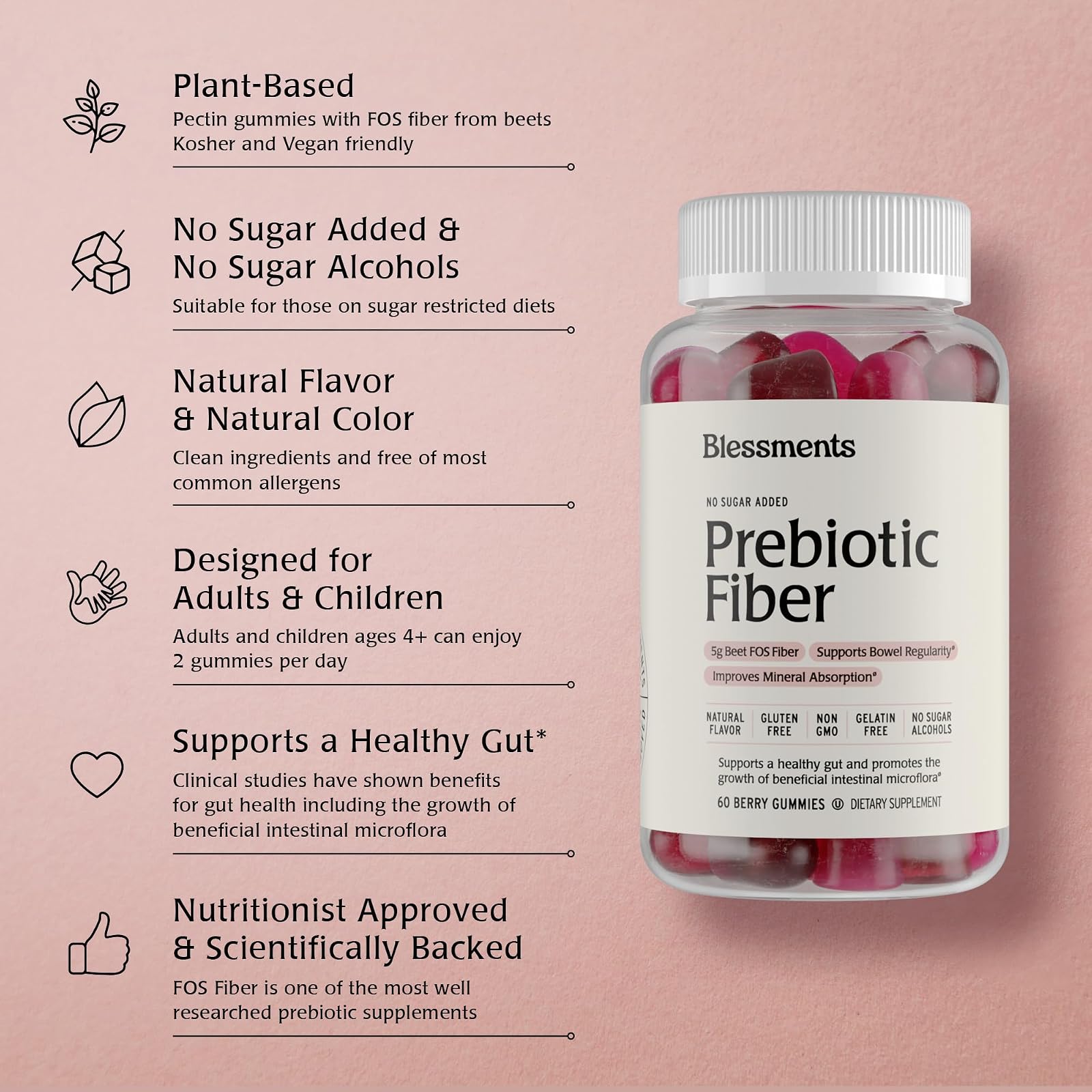 60 count fiber gummies for gut health