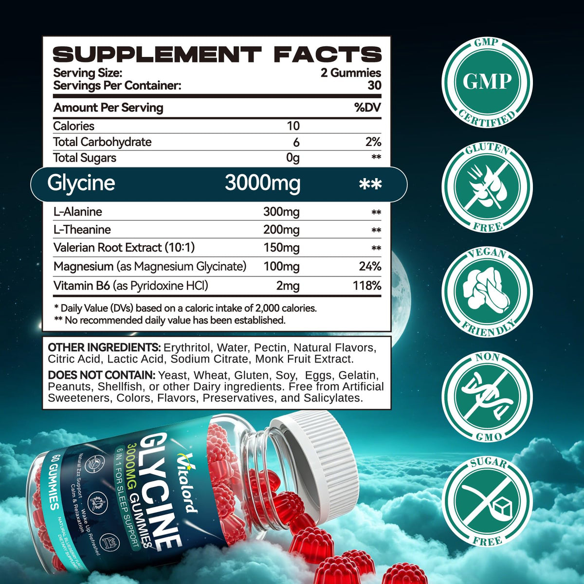 60 count glycine multivitamins for energy