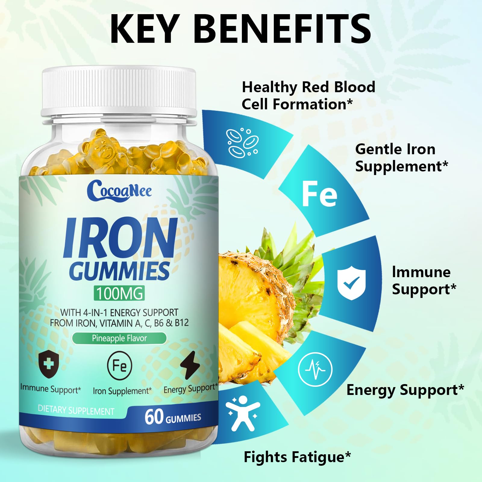 60 count iron gummies bottle