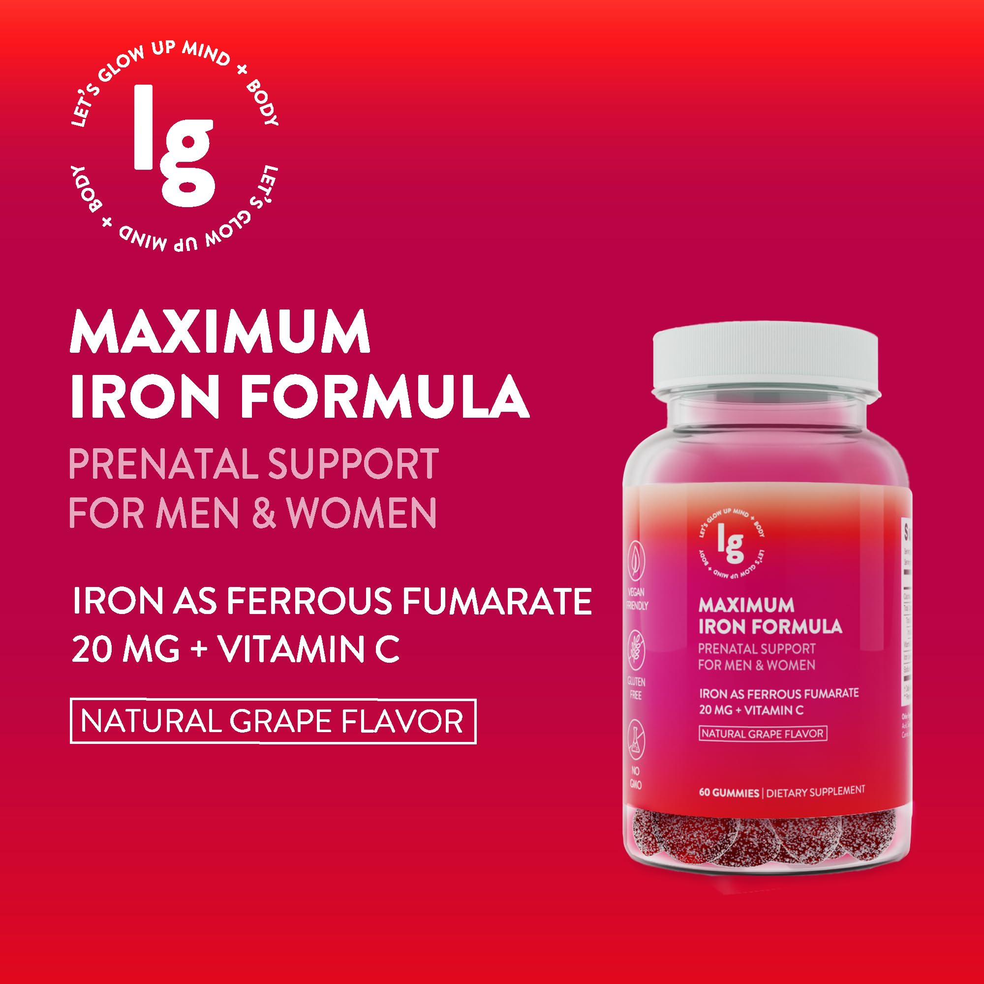 60 count iron gummies bottle