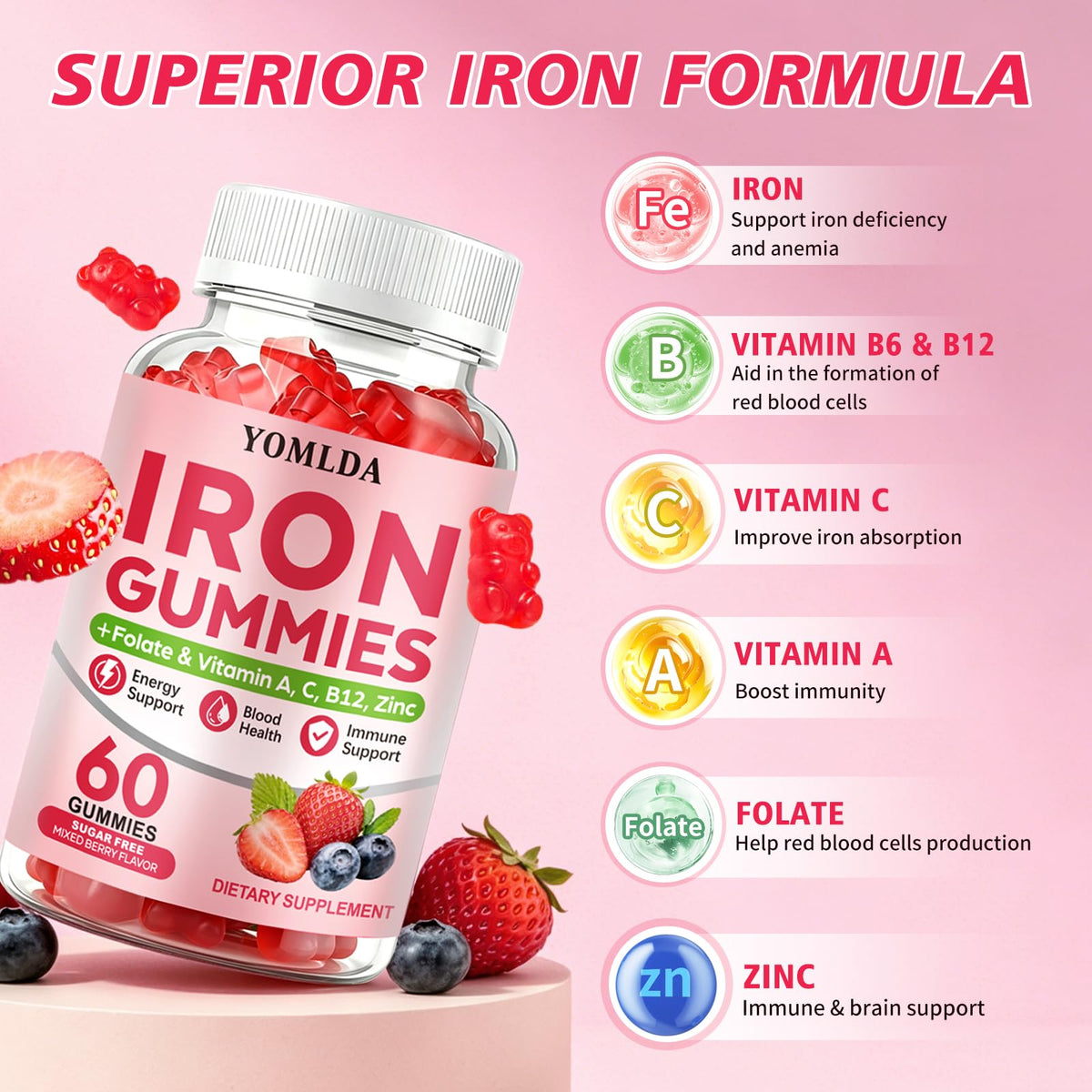 60 count iron gummies supplement