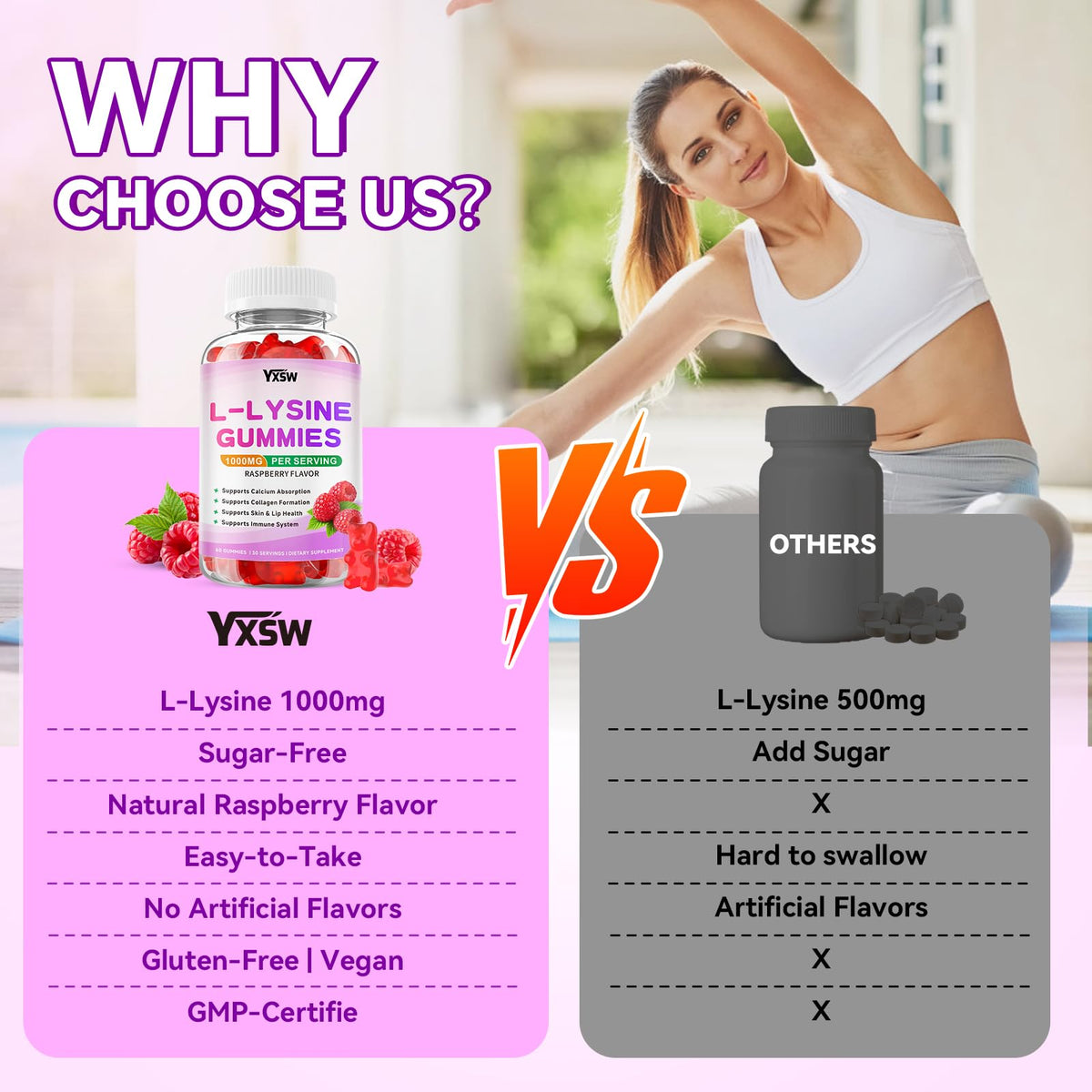60 count L-Lysine gummies for easy supplementation
