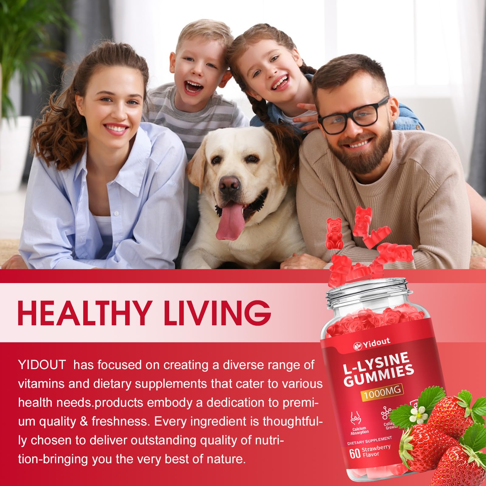 60 count l-lysine gummy bottle
