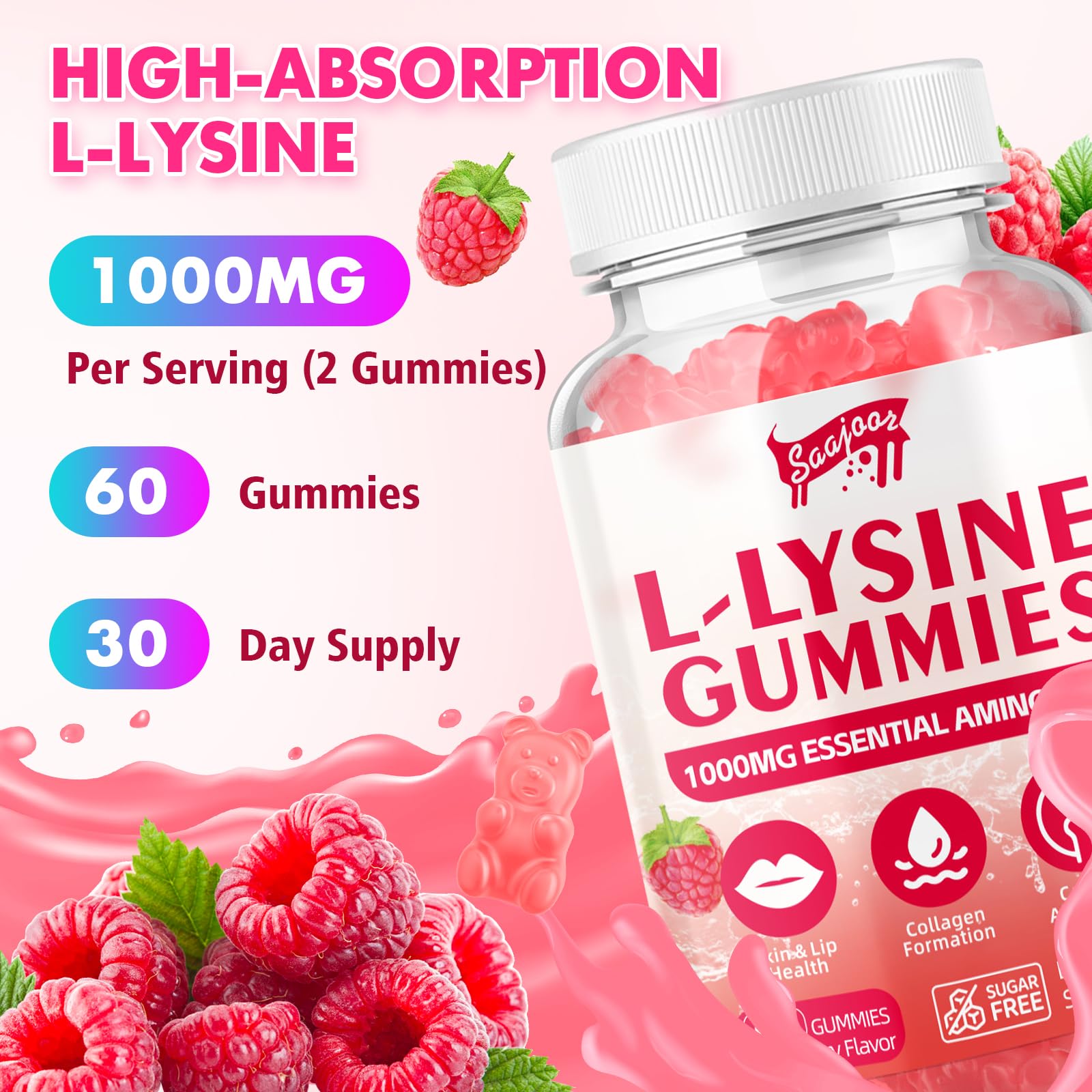 60 count l-lysine gummy pack