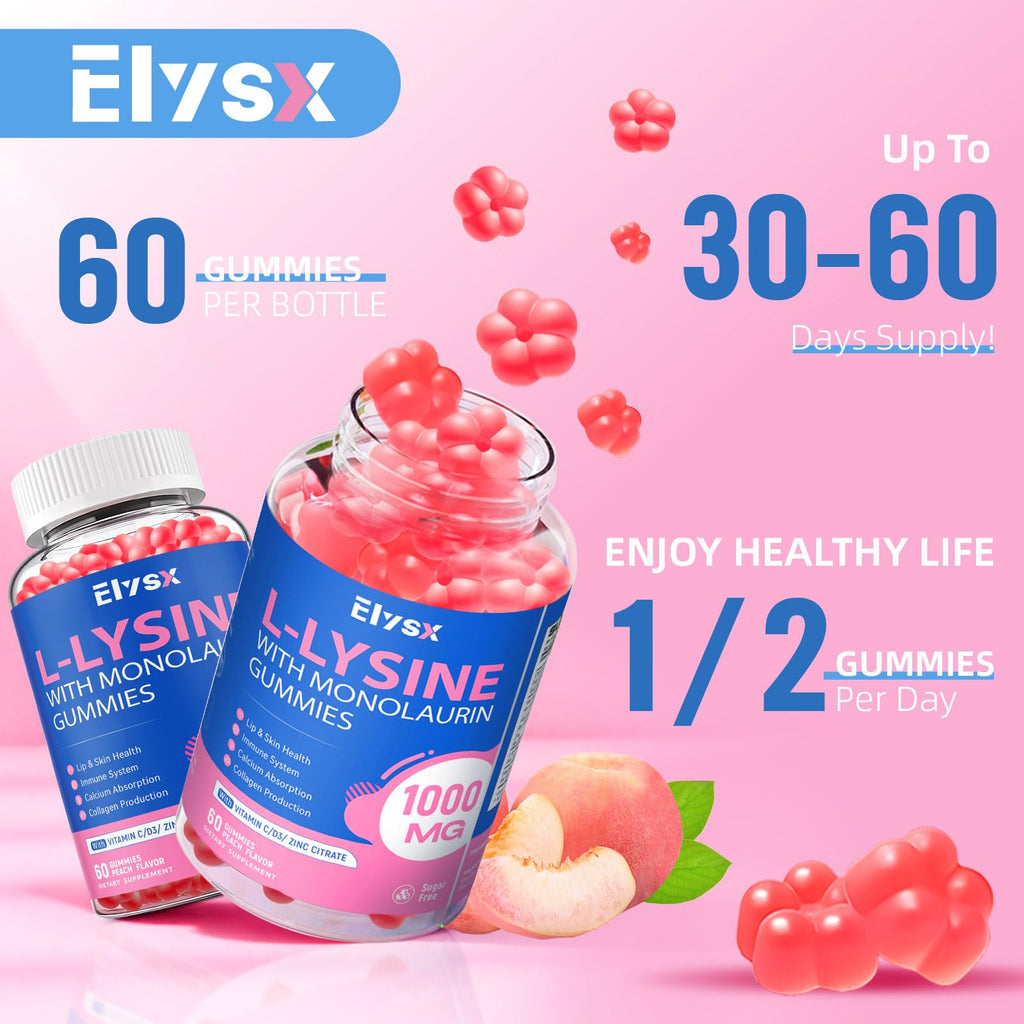 60 count L-Lysine Monolaurin gummy supplement