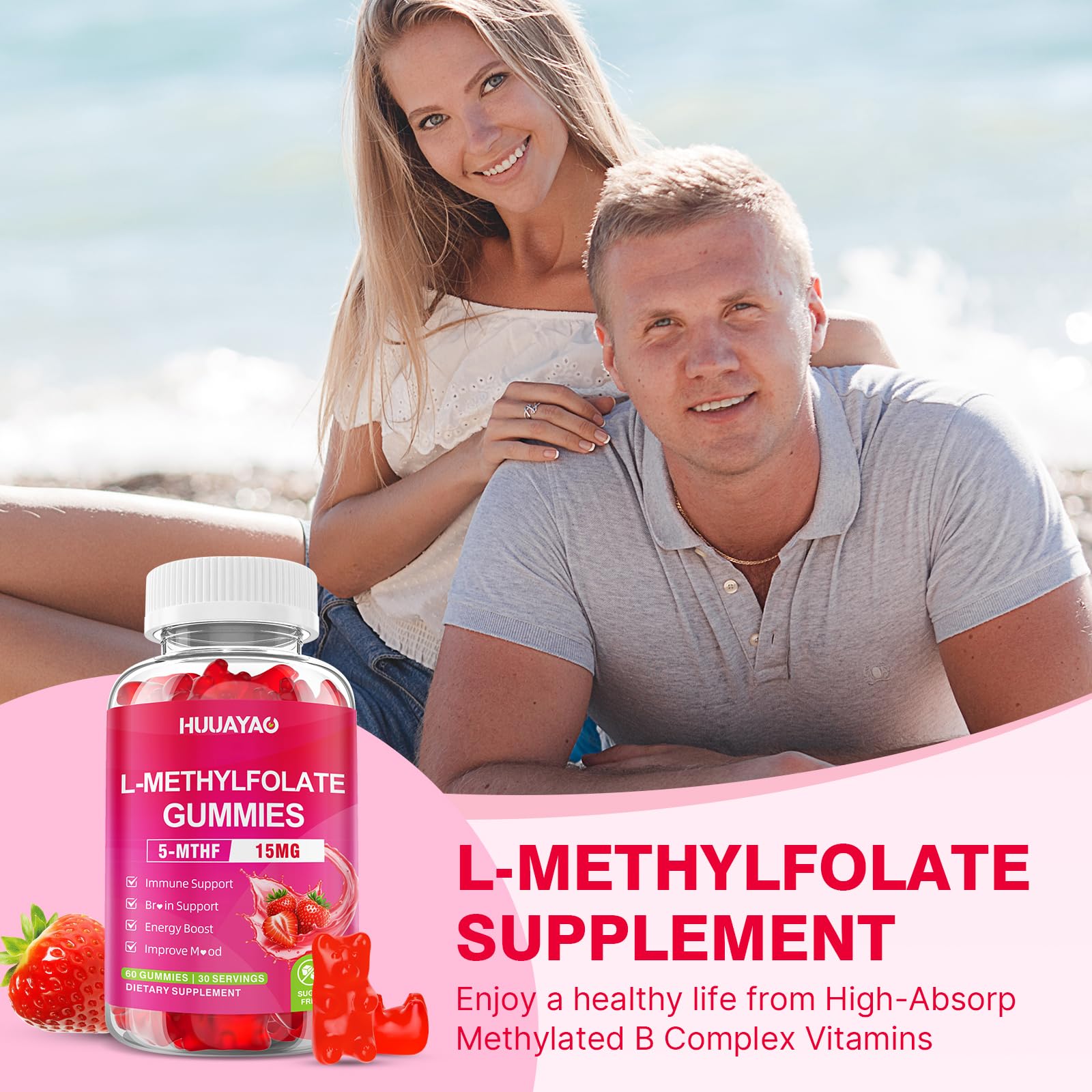 60 count L-Methylfolate gummies for convenience