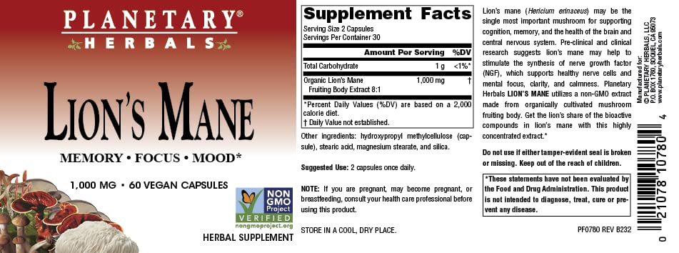 60 count Lion's Mane capsules for vitality