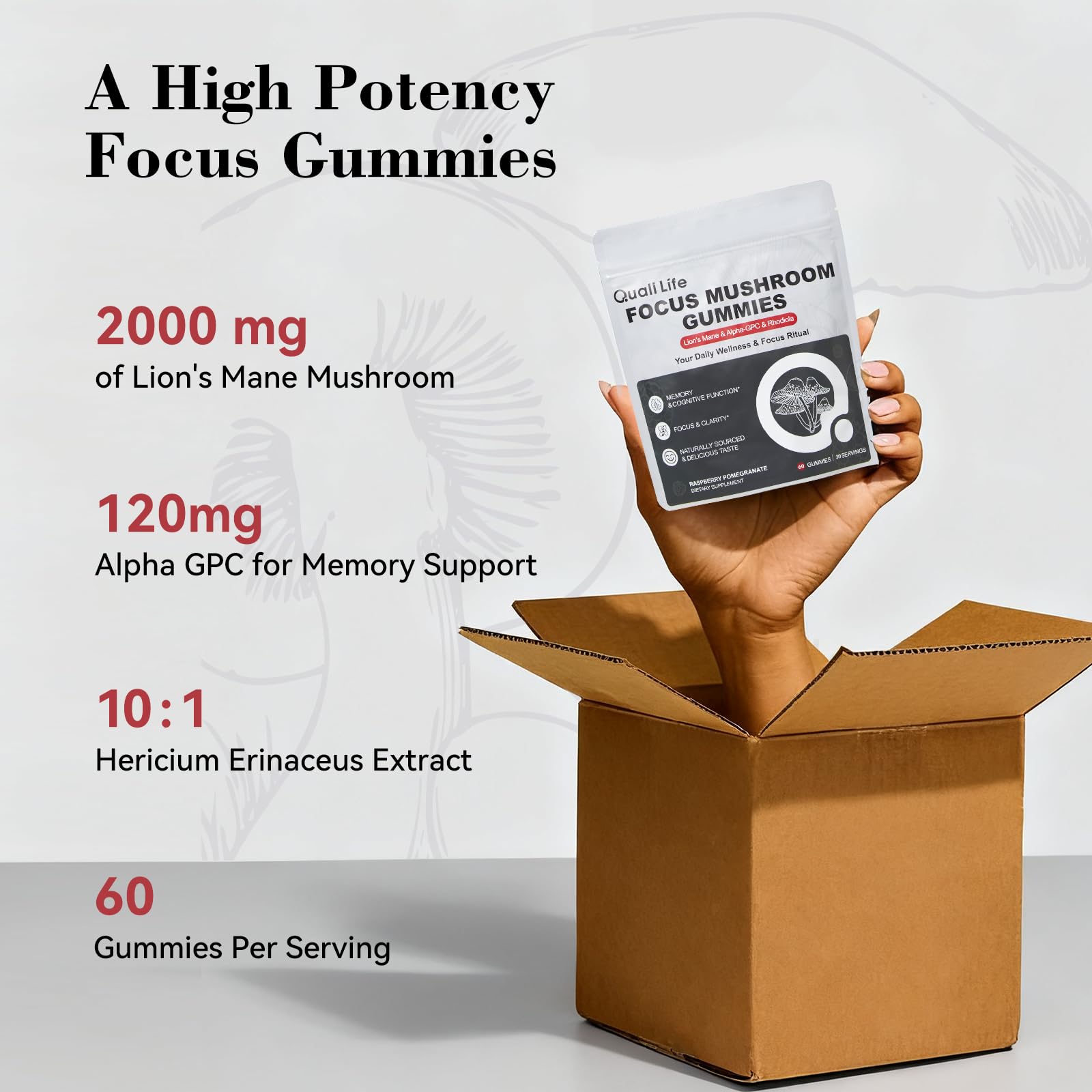60 count Lion's Mane gummies for easy use