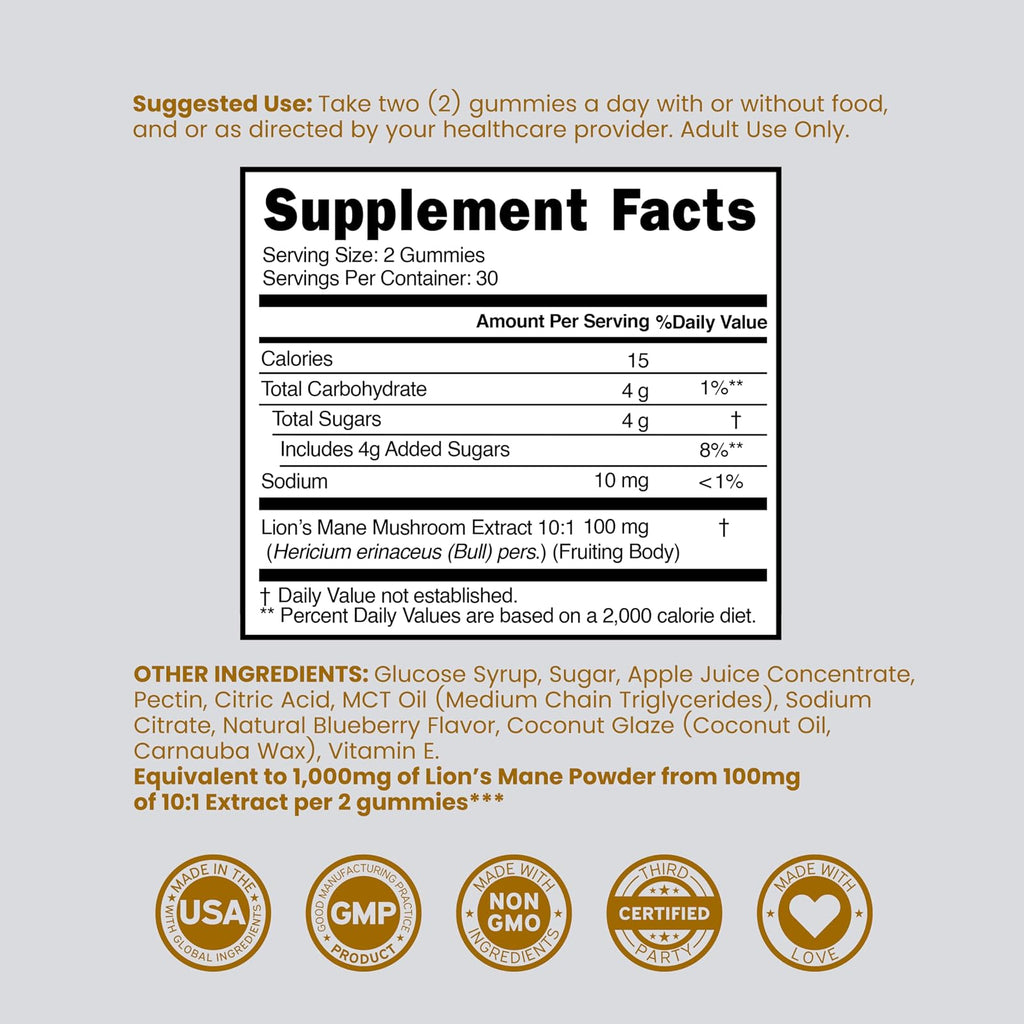 60 count Lion's Mane gummy benefits