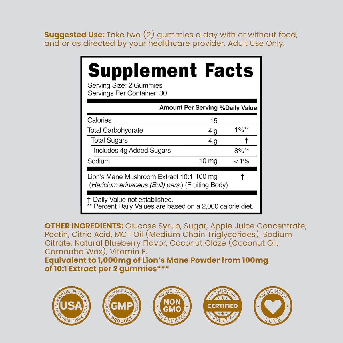 60 count Lion's Mane gummy benefits