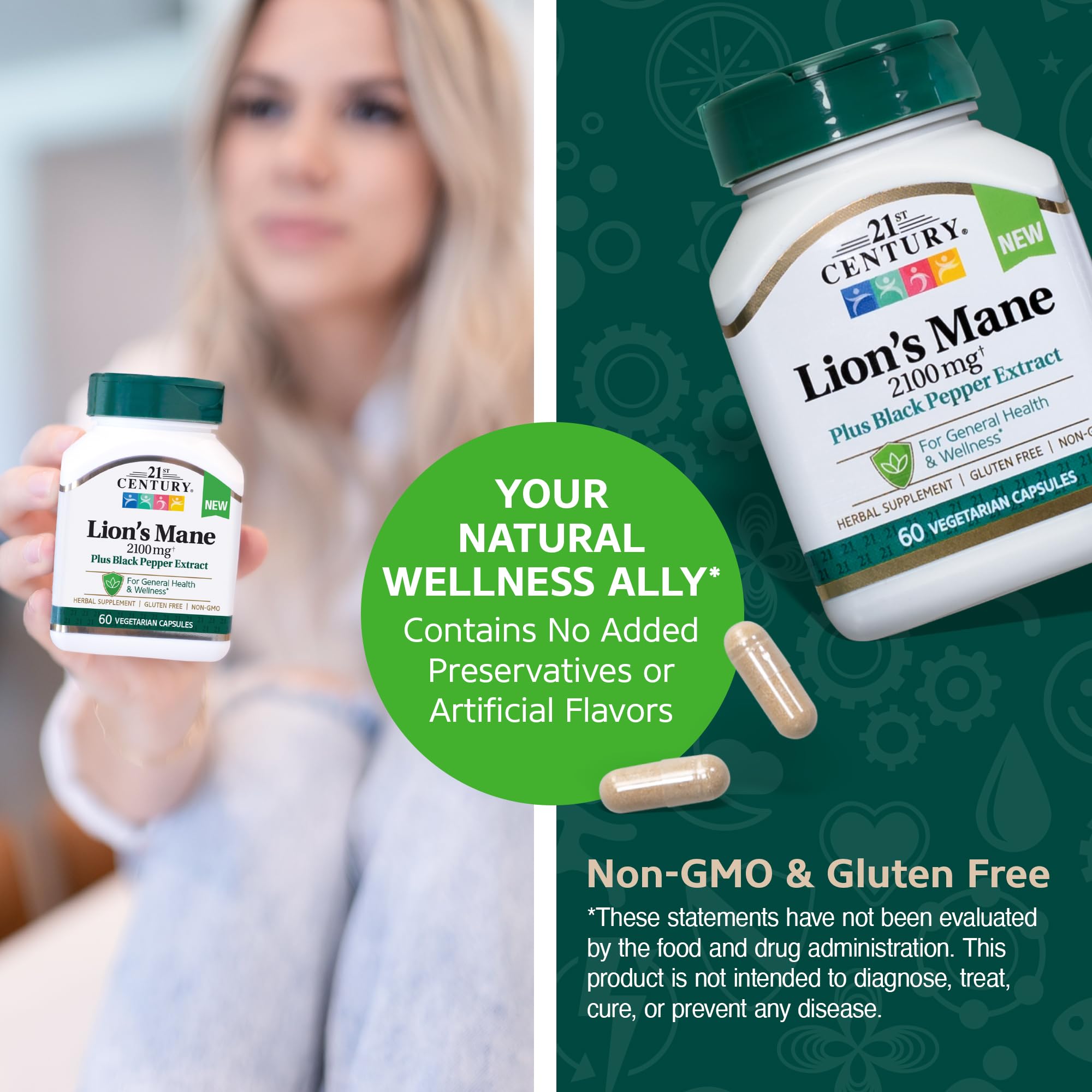 60 count Lion's Mane mushroom capsules
