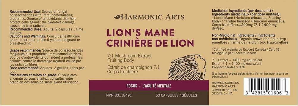 60 count Lion's Mane mushroom supplement
