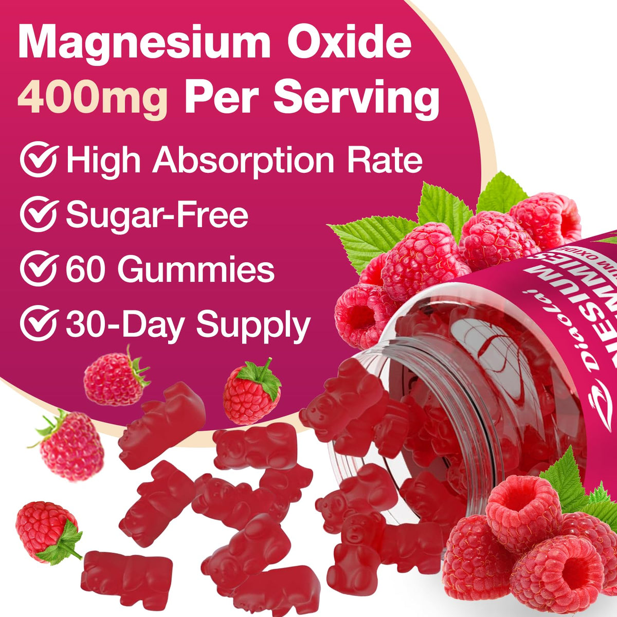60 count Magnesium gummies for easy dosing
