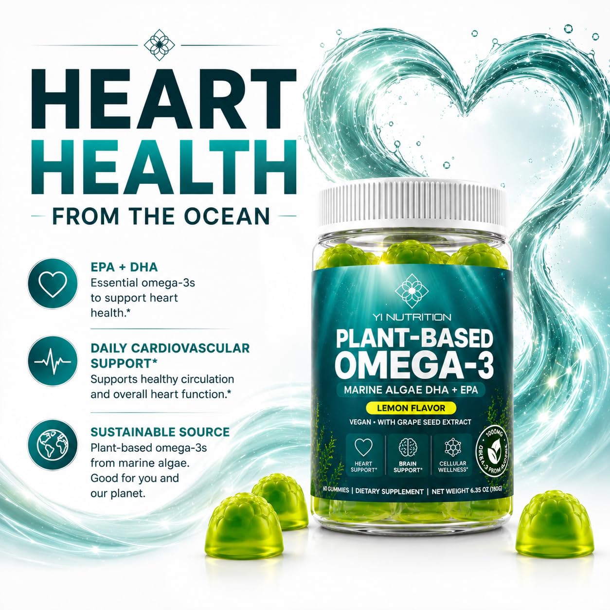 60 count Marine Algae omega 3 gummies