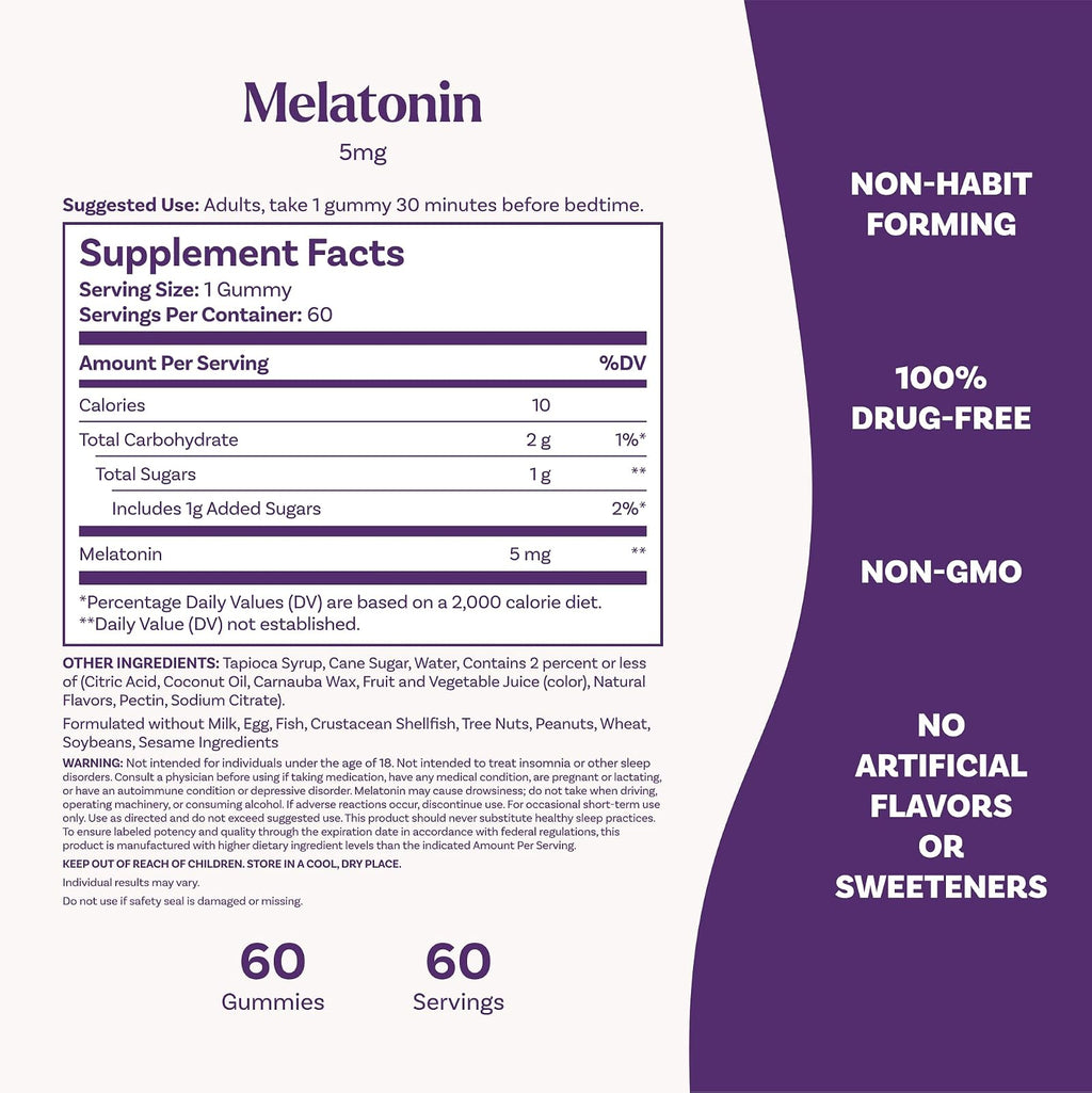60 count melatonin gummies for restful nights