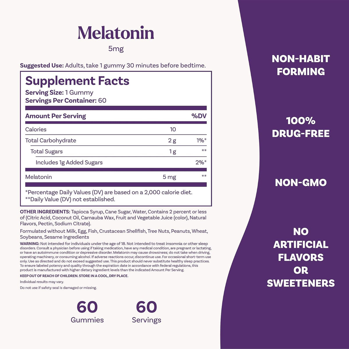 60 count melatonin gummies for restful nights