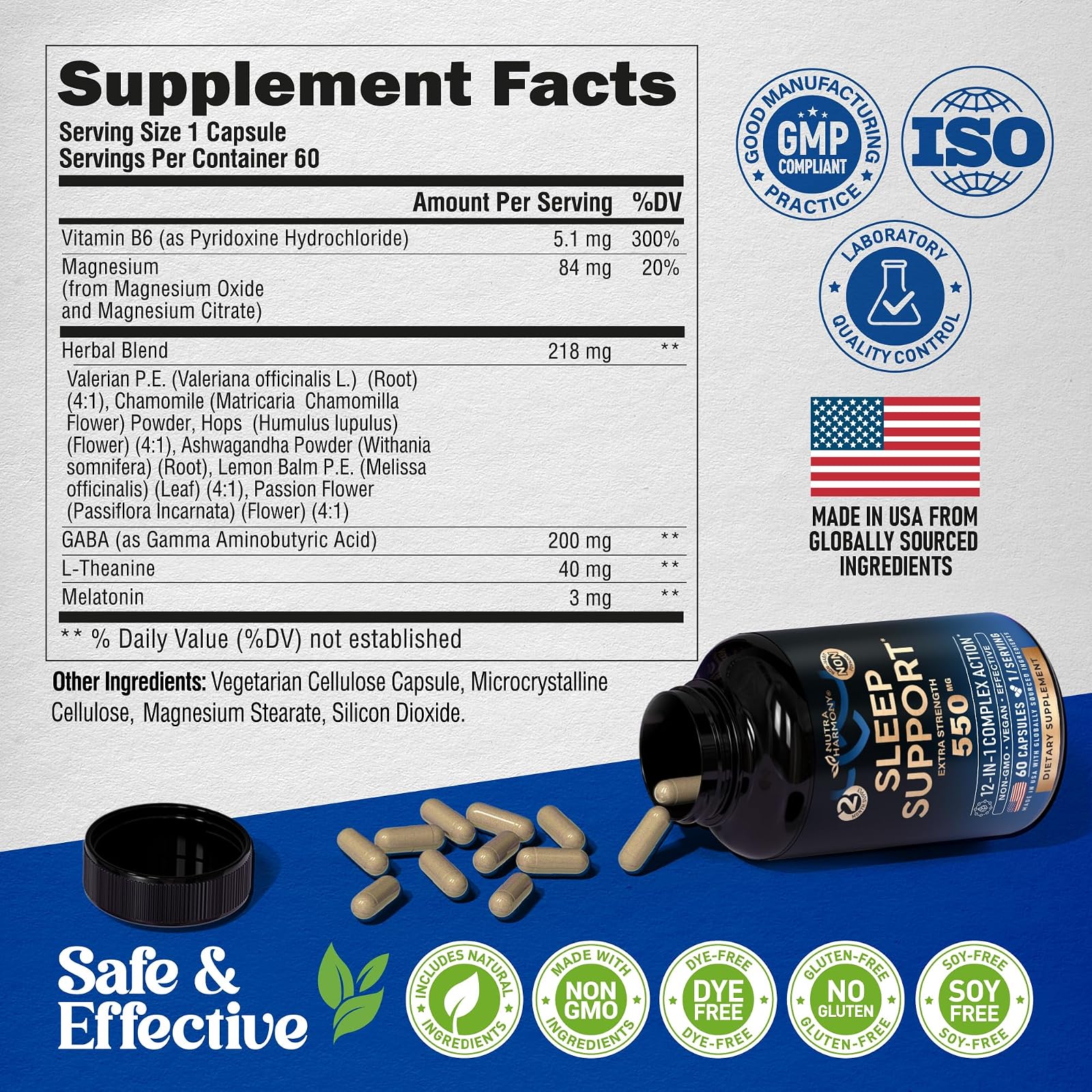 60 count melatonin supplement bottle