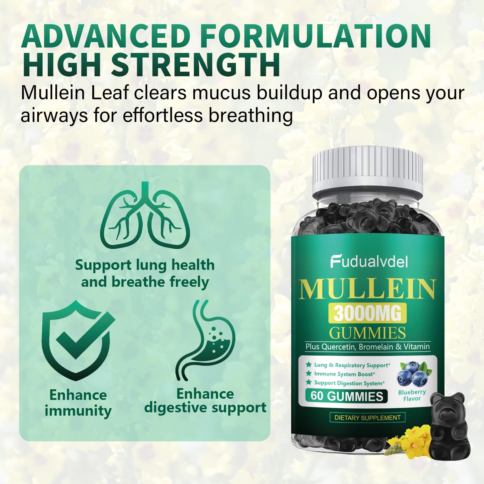 60 count Mullein gummies for wellness