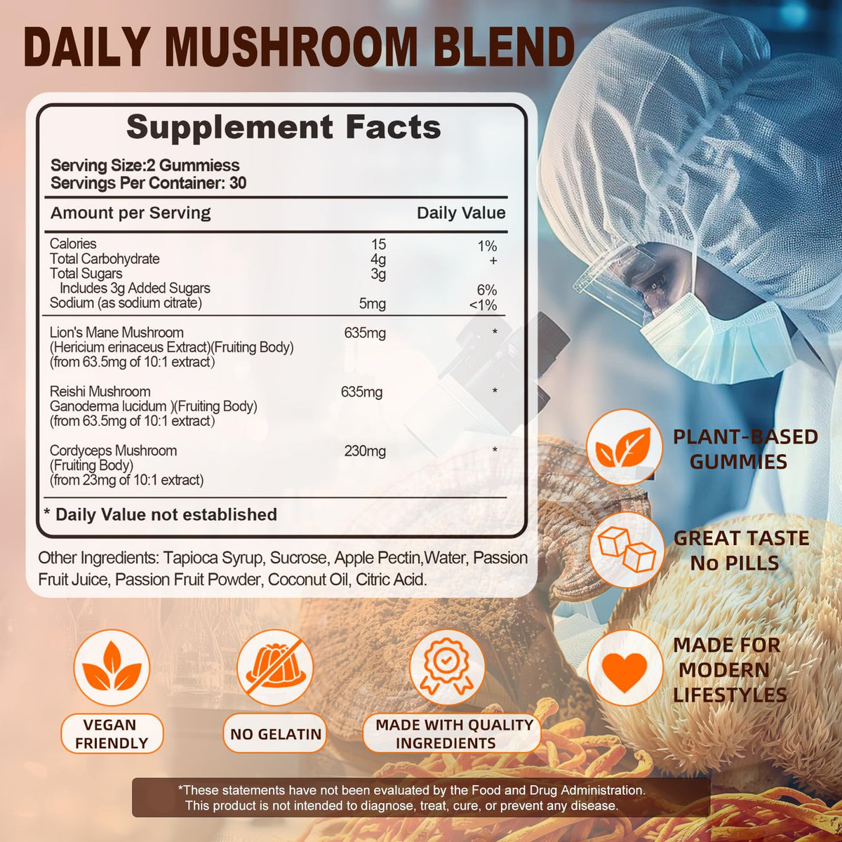 60 count mushroom gummies for daily use